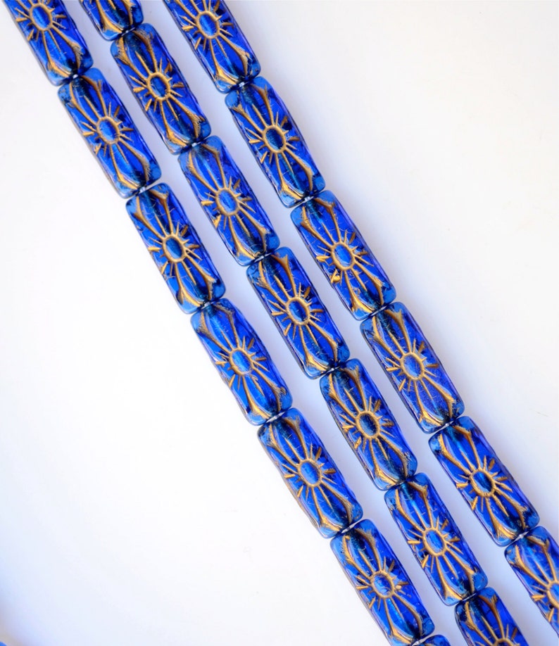 Rectangular Bead With Gold or Silver Etched Flower Design - Etsy