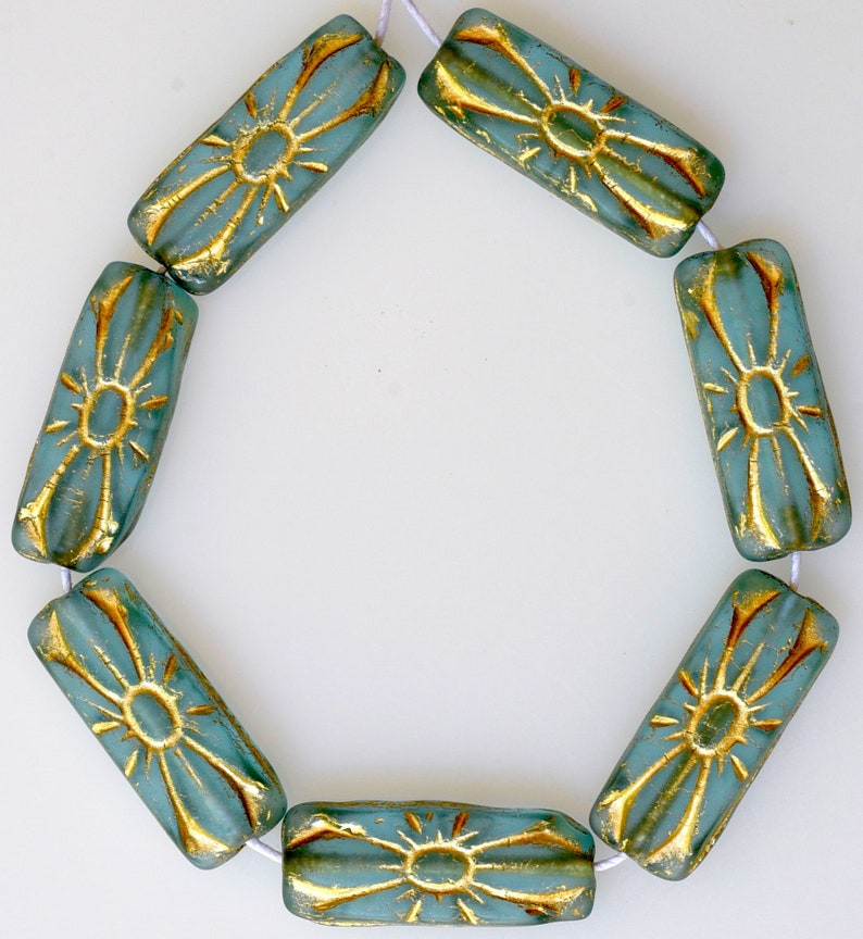 Rectangular Bead With Gold or Silver Etched Flower Design - Etsy