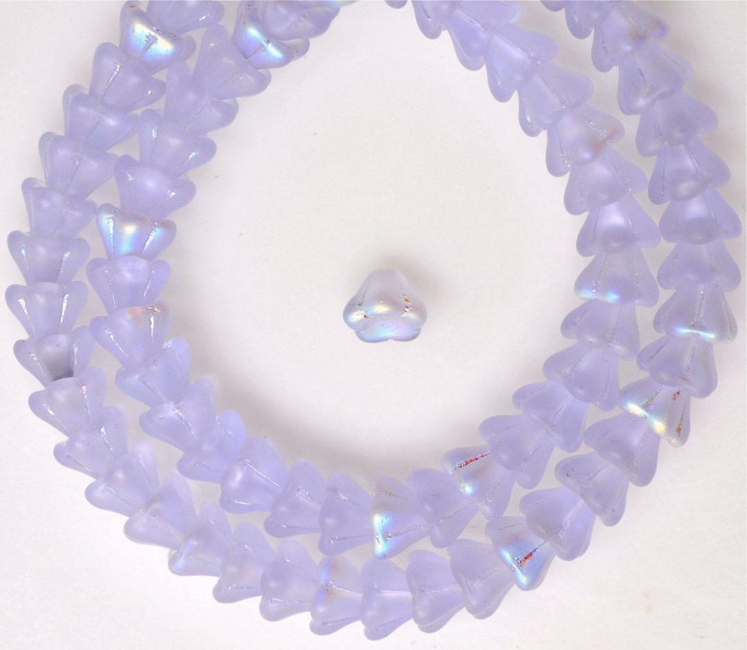 Flower Cup Beads - Czech Glass Flower Beads - 6mm X 8mm - Various AB ...