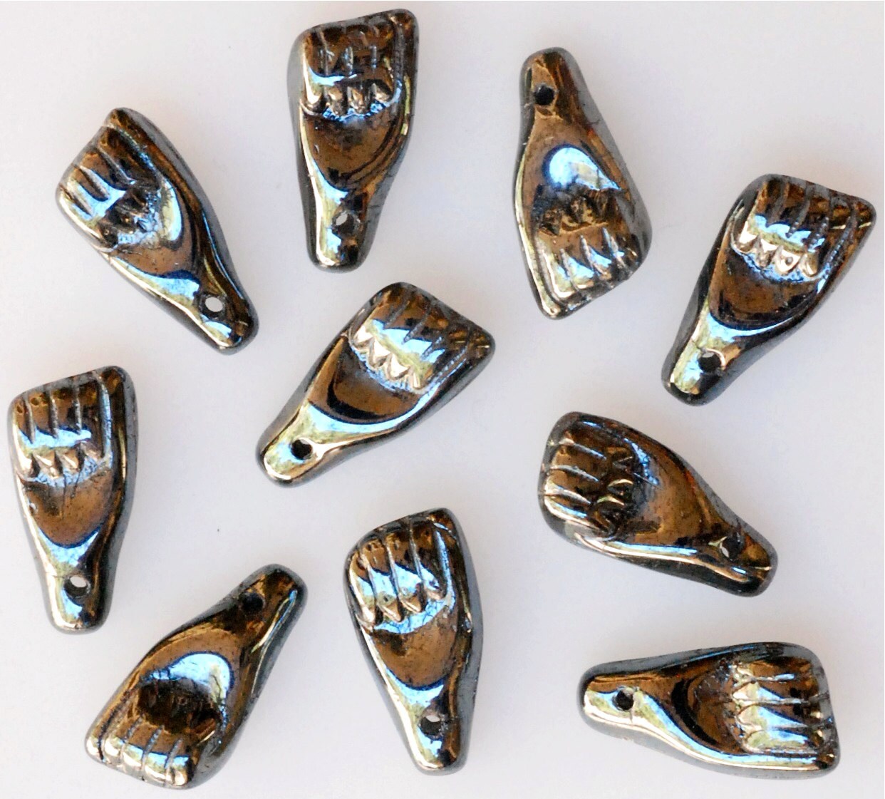 Czech Glass Fist Beads 15mm x 6mm Various Metallic Colors | Etsy