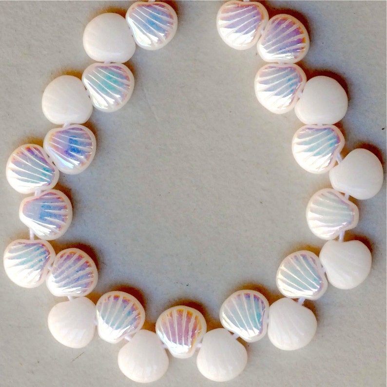 9mm Scallop Shell Bead With Top Hole - Czech Glass Shell Beads ...