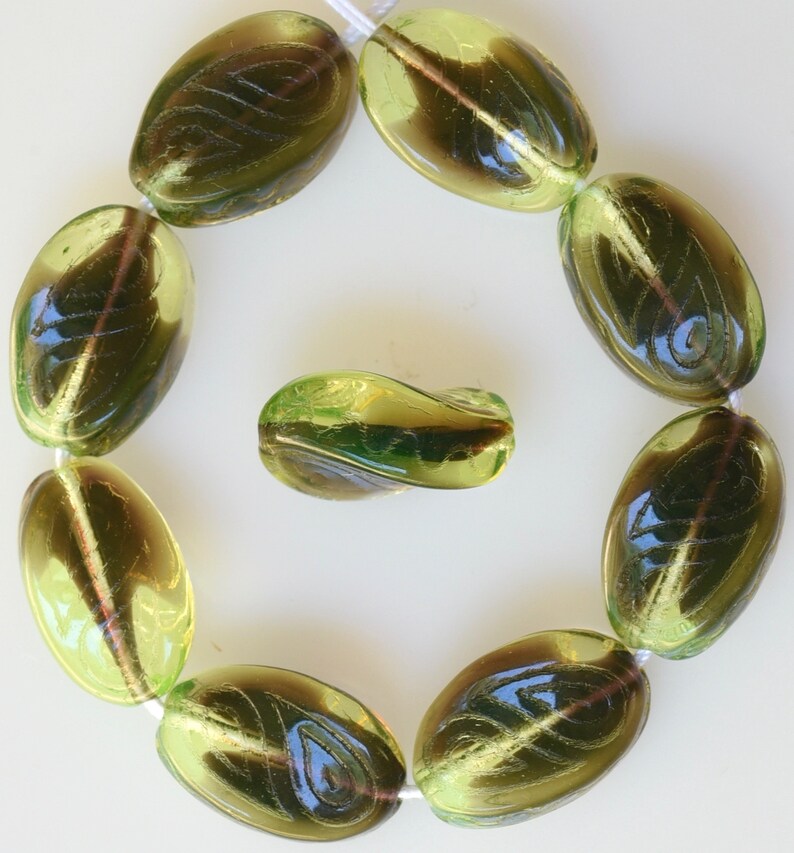 Twisted Oval Bead With Etched Design Czech Glass Oval Beads - Etsy