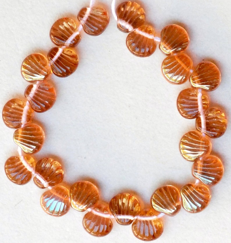 9mm Scallop Shell Bead With Top Hole Czech Glass Shell Beads - Etsy