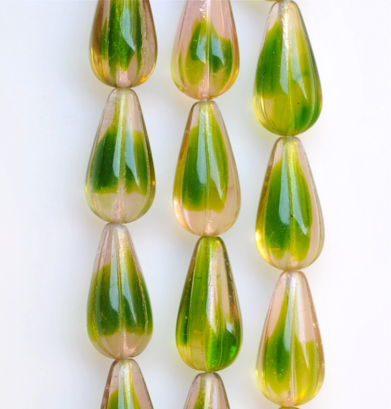 Fluted Teardrop Bead With Grooves - Czech Glass Teardrop Bead - 22mm X ...