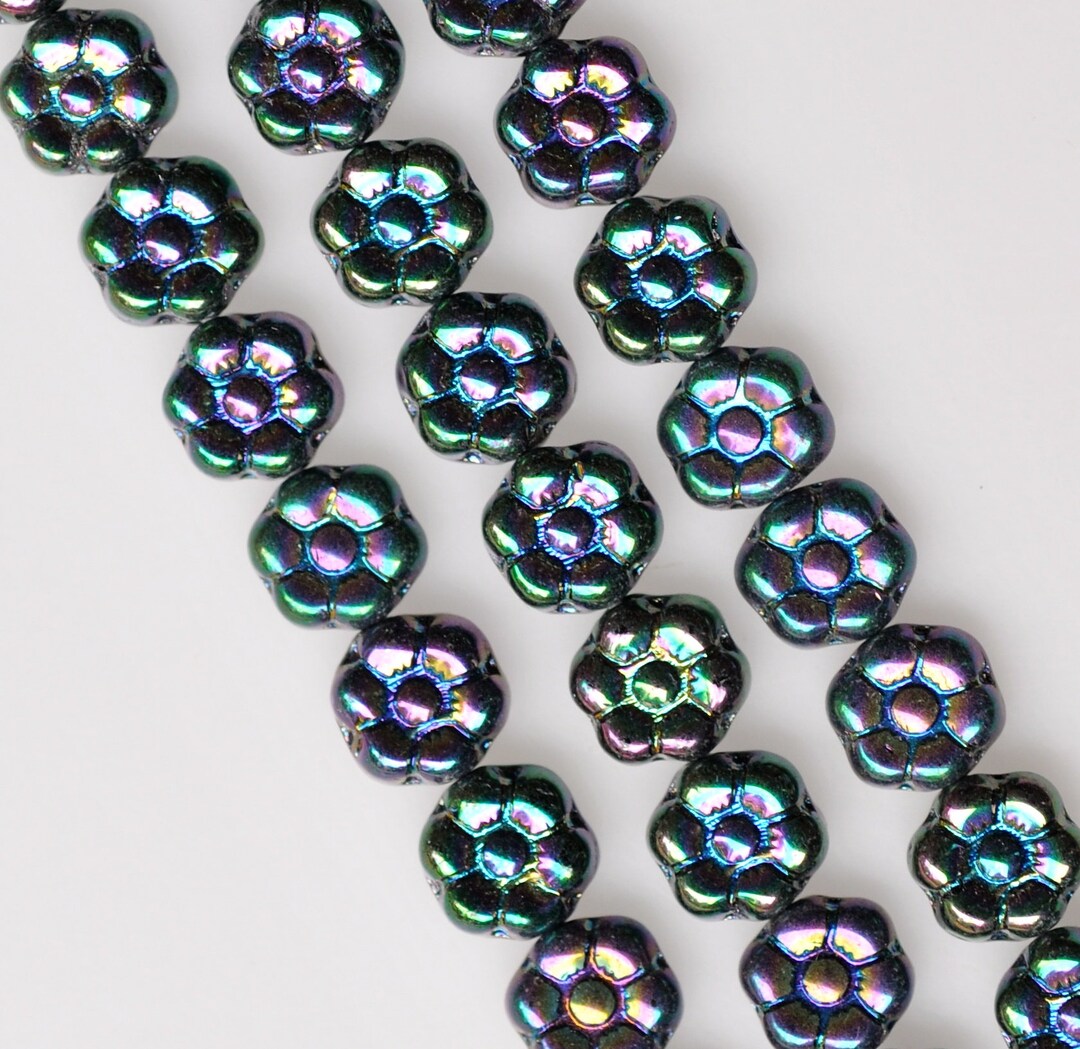 Daisy Flower Beads Czech Glass Beads Glass Flower Beads 8mm X 4mm