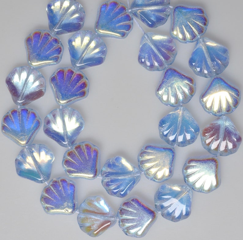NEW COLORS * 14mm Scallop Shell Bead - Czech Glass Shell Beads ...