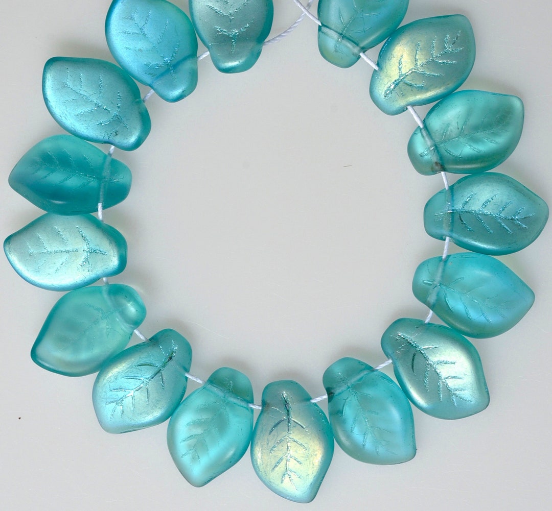 14mm X 9mm Curved Leaf Bead - Czech Glass Leaf Beads - Top Hole Beads ...