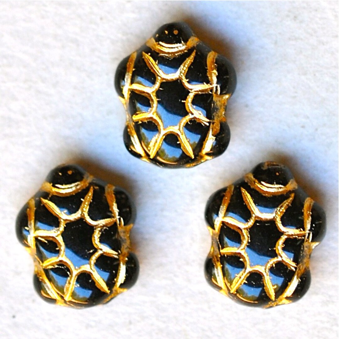 13mm Glass Turtle Bead - Czech Glass Beads - Various Colors Available ...