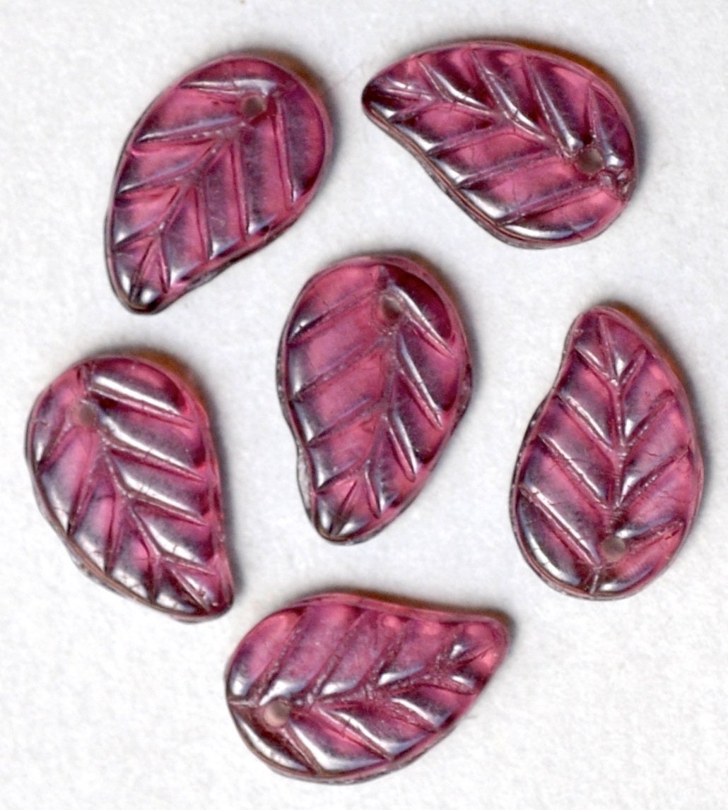 Flat Leaf Bead With Top Hole - Czech Glass Leaf Beads - Curved Leaf ...