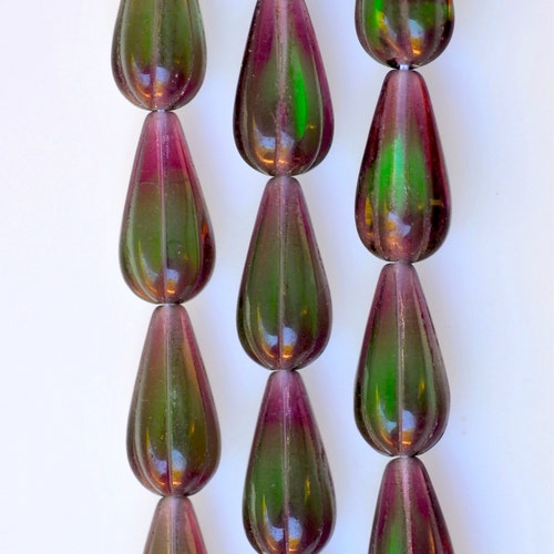 Fluted Teardrop Bead With Grooves Czech Glass Teardrop Bead | Etsy