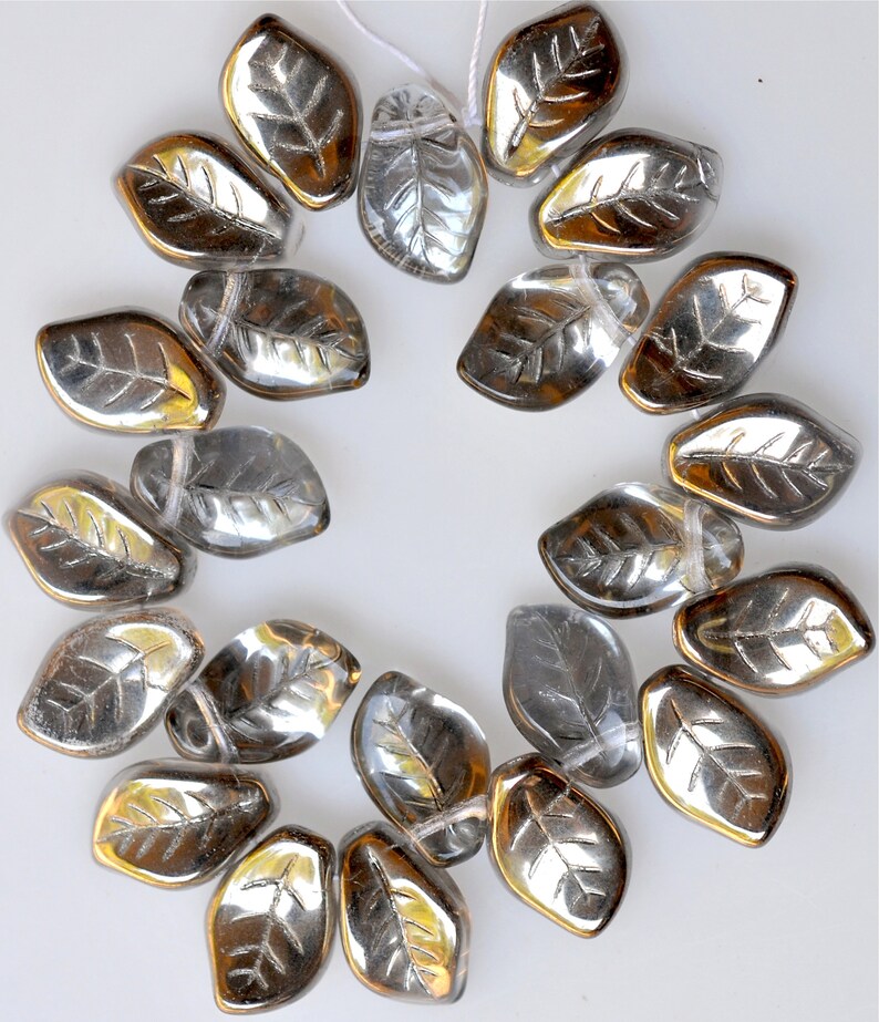 14mm X 9mm Curved Leaf Bead - Czech Glass Leaf Beads - Top Hole Beads ...