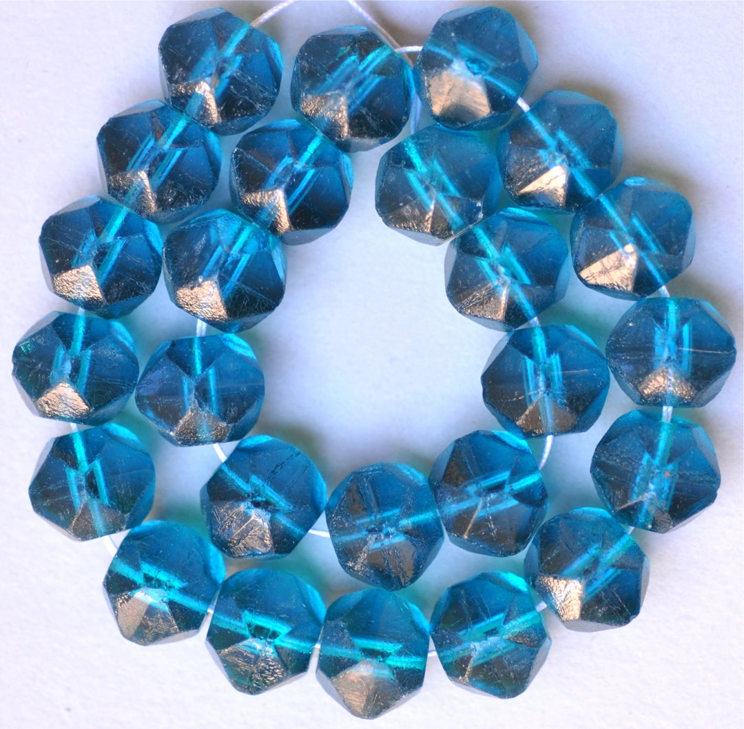14mm Multifaceted English Cut Beads - Rought Cut Czech Glass Beads ...