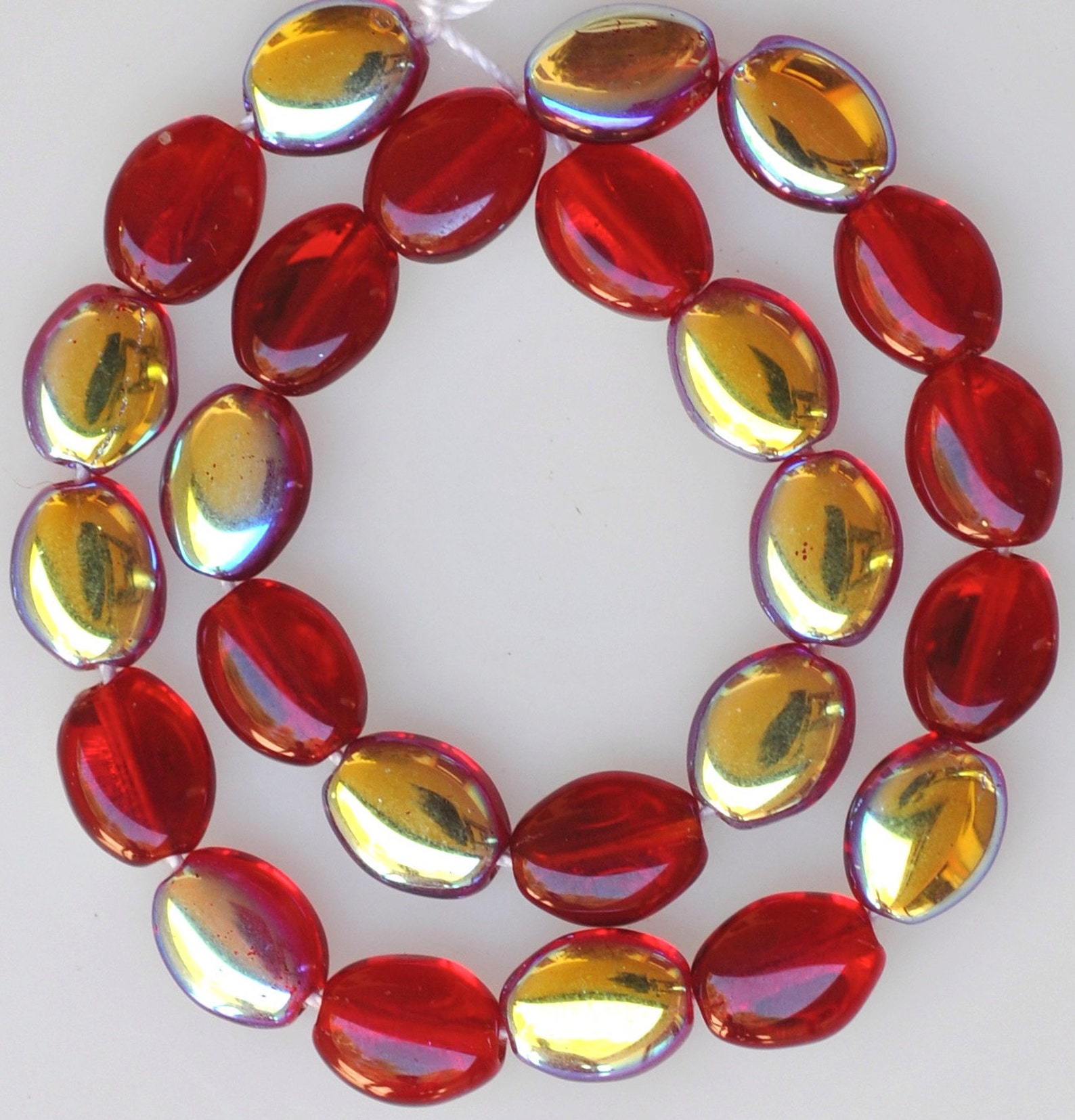 Small Flat Oval Czech Glass Beads - Various AB Colors - 8mm X 6mm - Qty ...