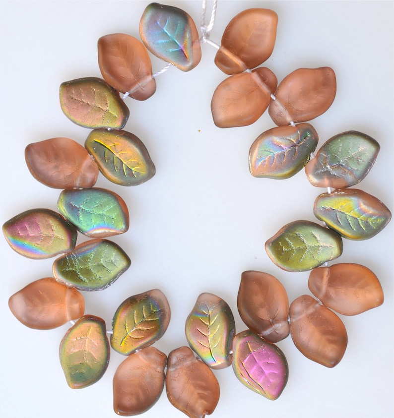 14mm X 9mm Curved Leaf Bead - Czech Glass Leaf Beads - Top Hole Beads ...