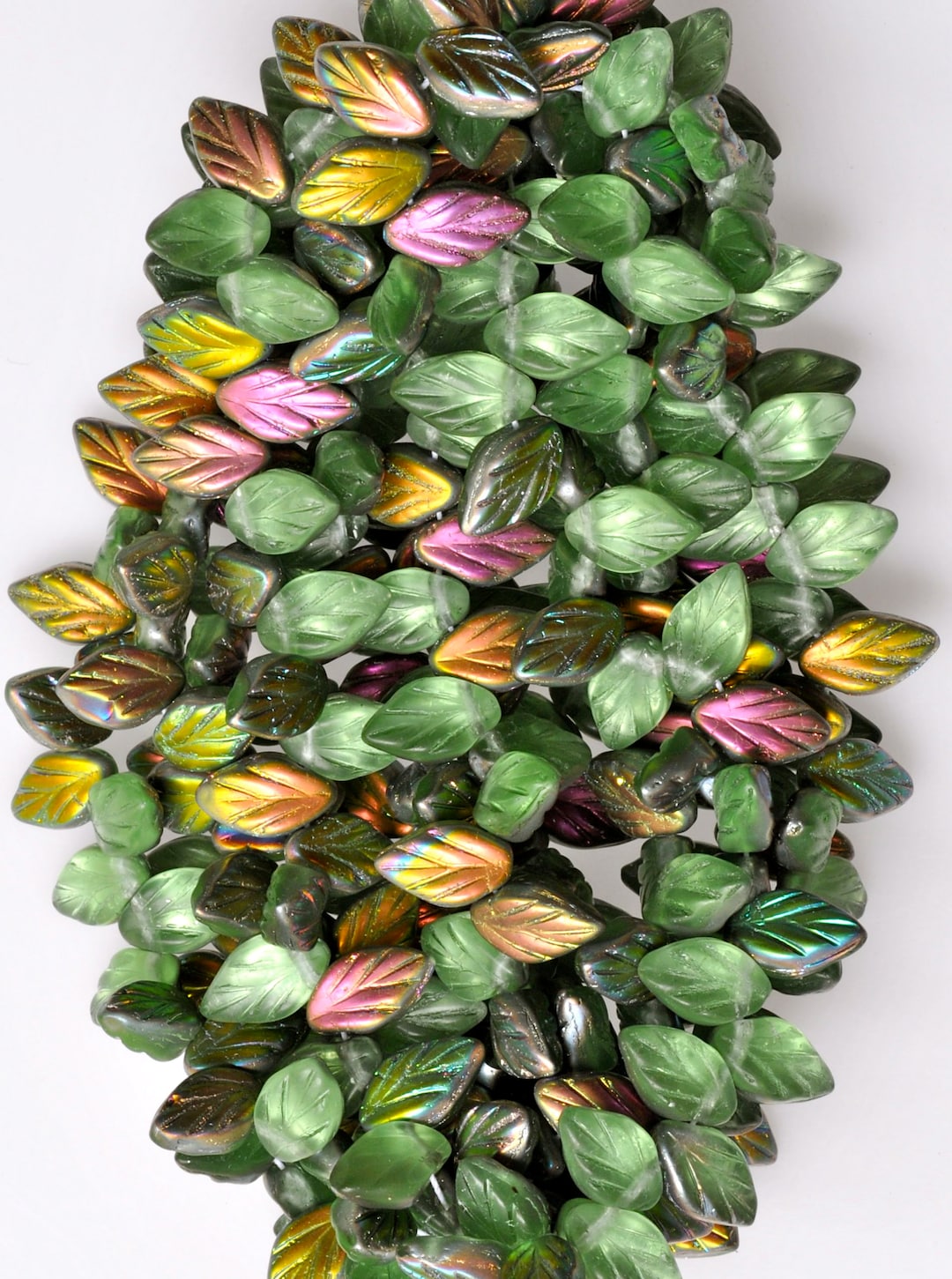 11mm X 7mm Small Leaf Bead - Czech Glass Leaf Beads - Top Hole Beads ...