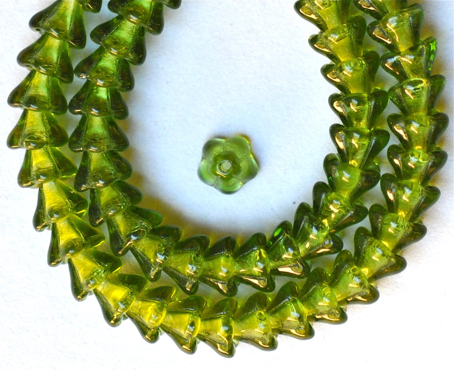 Flower Cup Beads - Czech Glass Flower Beads - 6mm X 8mm - Various Shiny ...