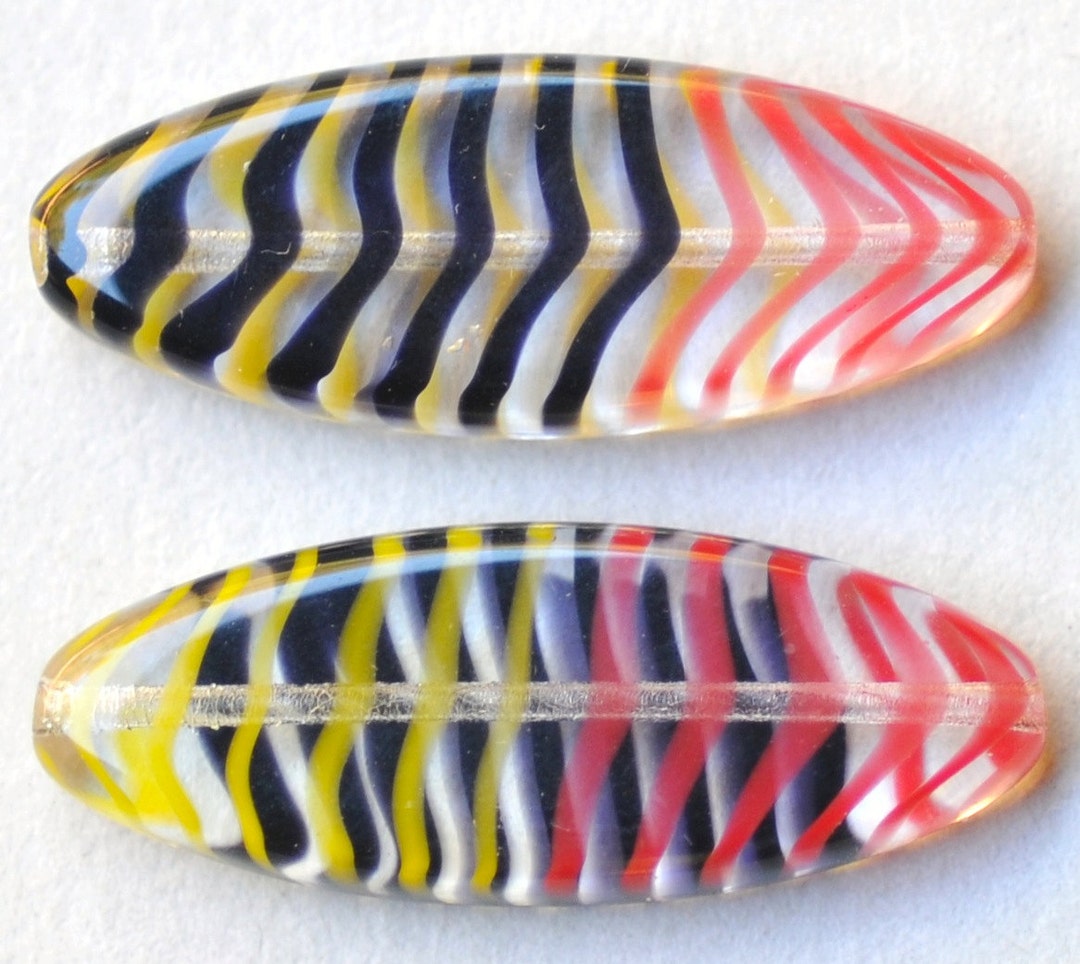Large Tabular Oval Beads - Czech Glass Beads - Surfboard Bead - 30mm X ...