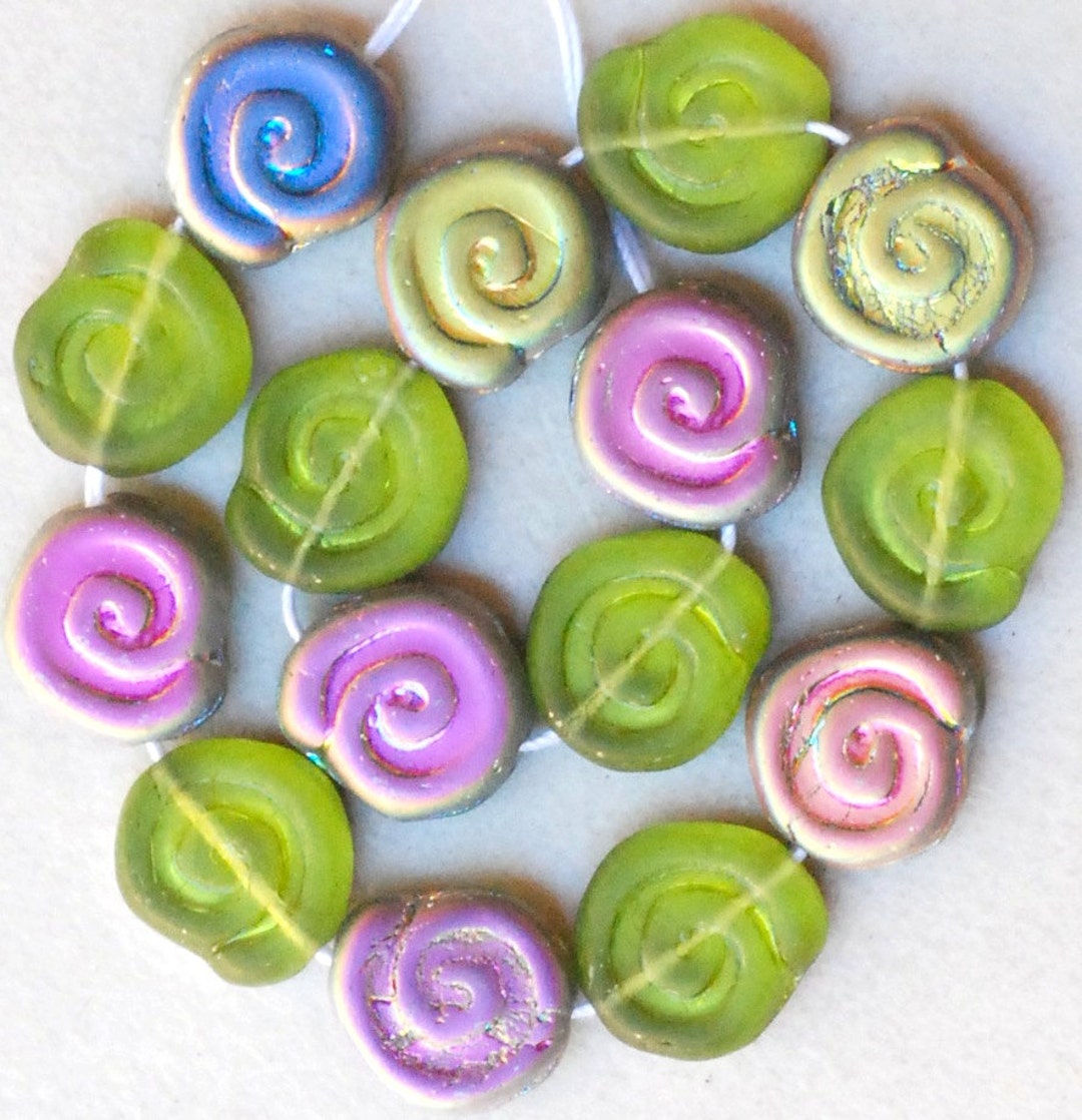 Snail Shell Bead - Czech Glass Beads - 12mm X11mm - Various Vitrail ...