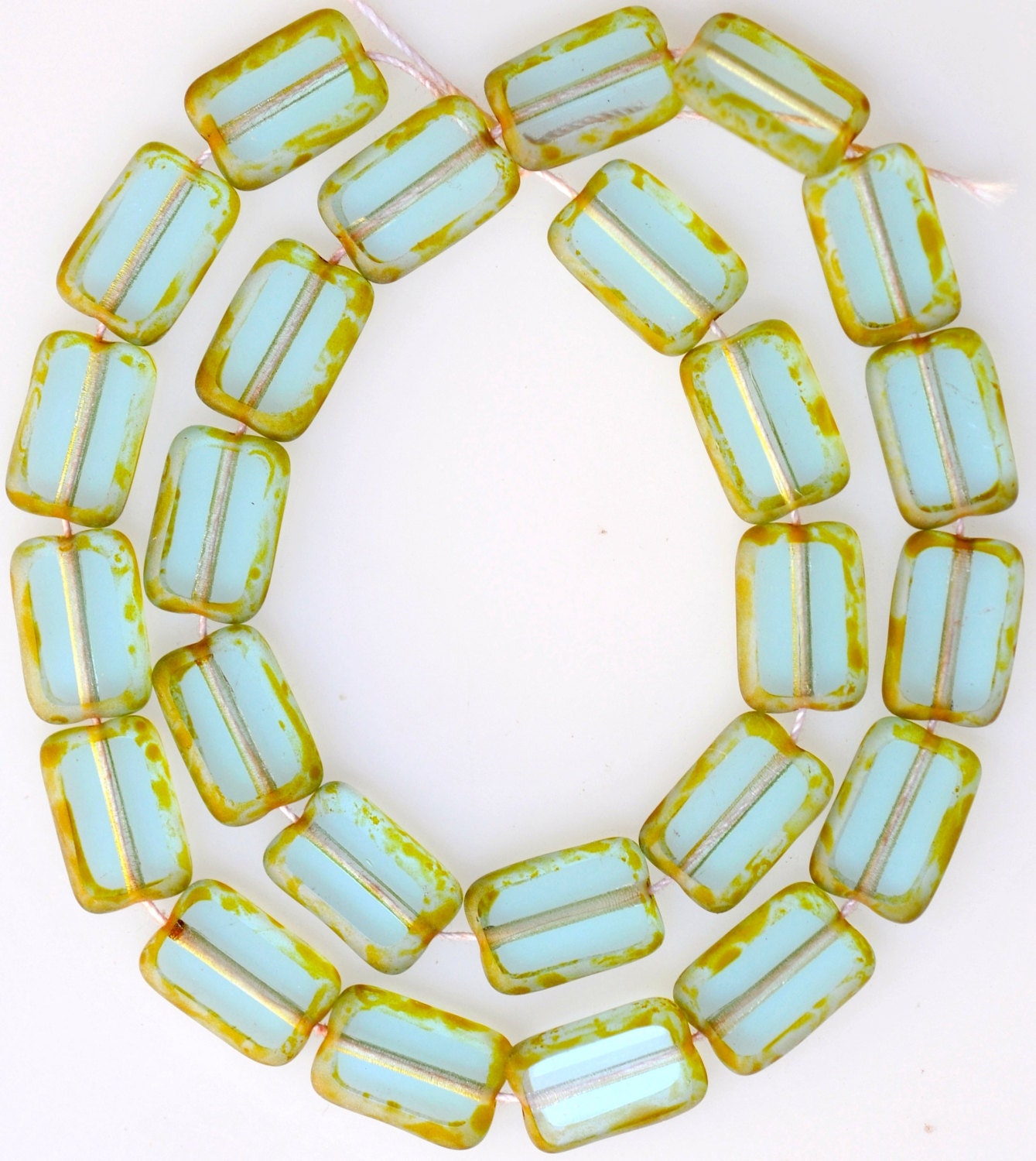 Czech Glass Flat Rectangle Window Bead With Picasso Edge - Diffusion ...
