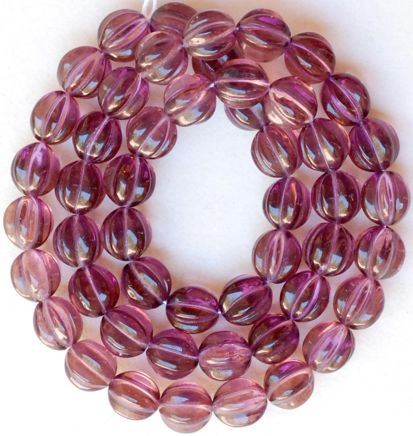 Round 10mm Melon Bead - Czech Glass Melon Beads - Various Shiny Colors ...