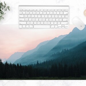 Mountain Trees, Large Desk Mat, Keyboard Pad, Nature Mouse Pad, Desk ...