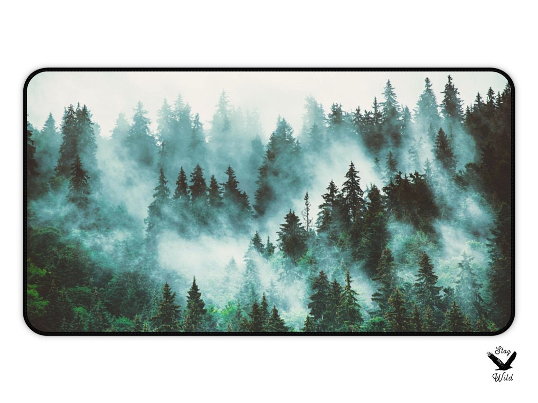 Foggy Trees Desk Mat Nature Mouse Pad Large Mouse Mat - Etsy