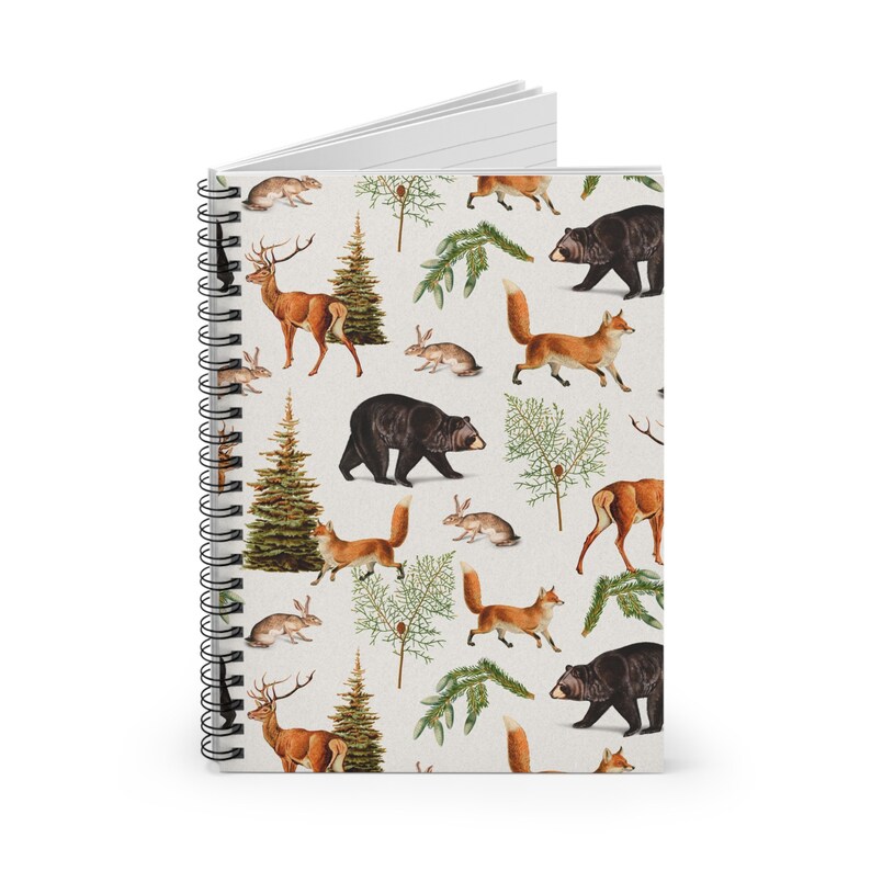 Woodland Animals Spiral Notebook Bear Notebook Fox Journal - Etsy