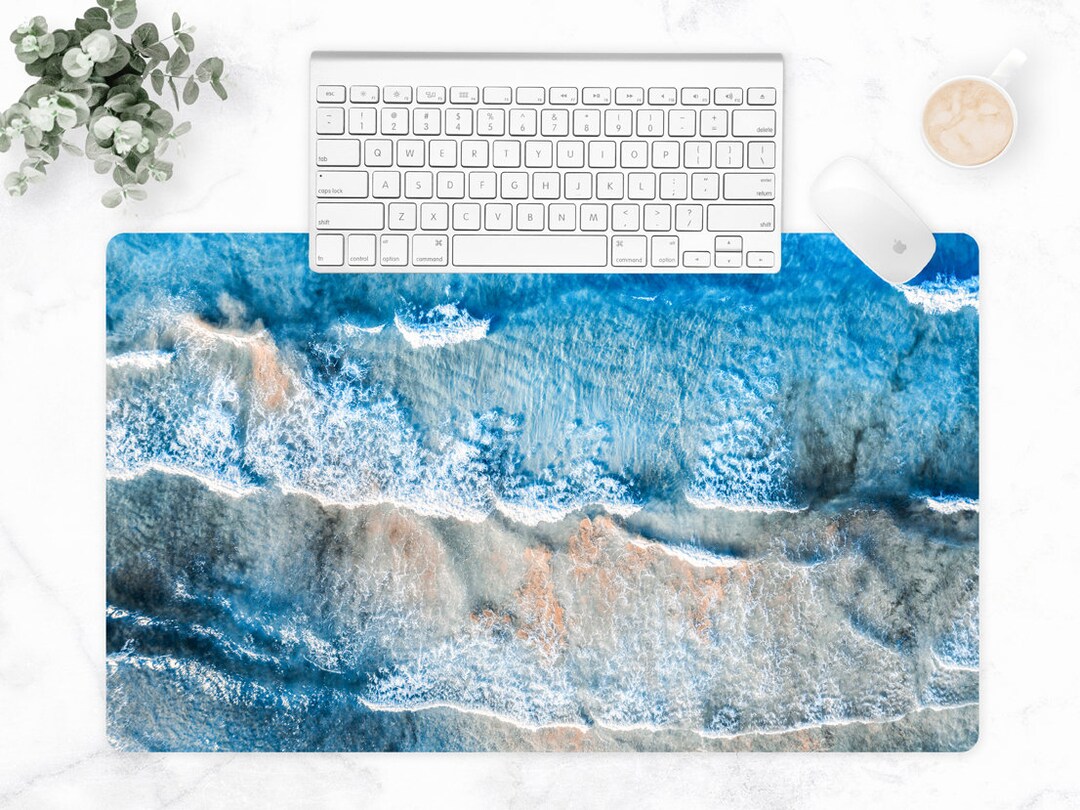 Boho Waves Extra Large Desk Mat, Beach Mouse Pad, Cool Ocean Mousepad ...