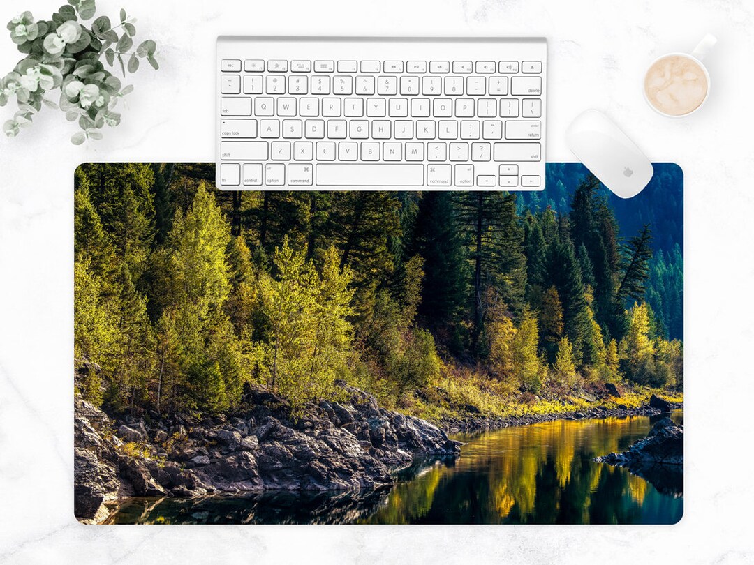 Evergreen Forest, Large Desk Pad, Trees Keyboard Pad, Boho Workspace ...