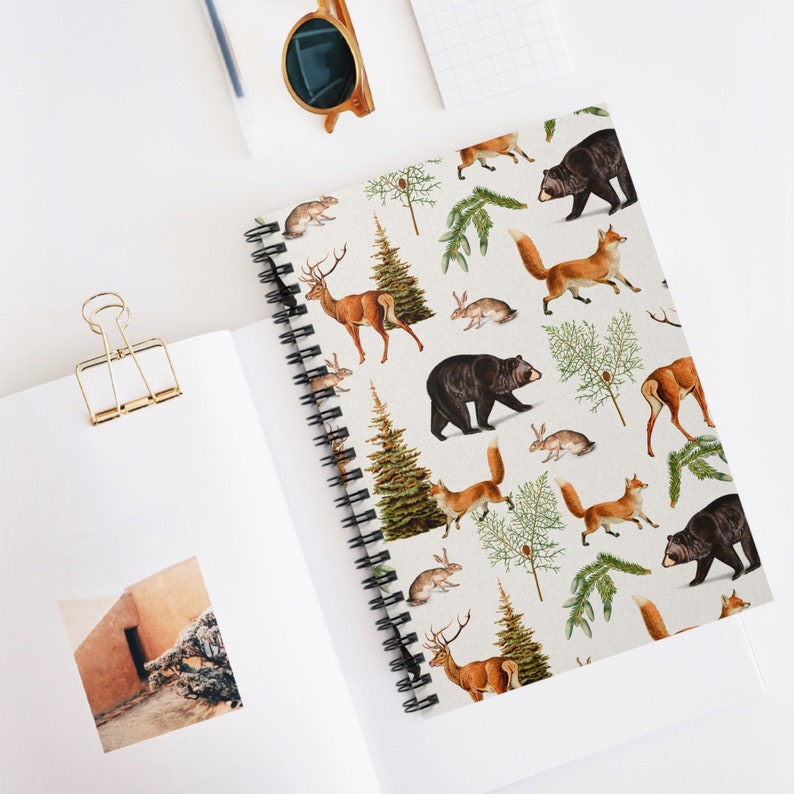Woodland Animals Spiral Notebook Bear Notebook Fox Journal - Etsy
