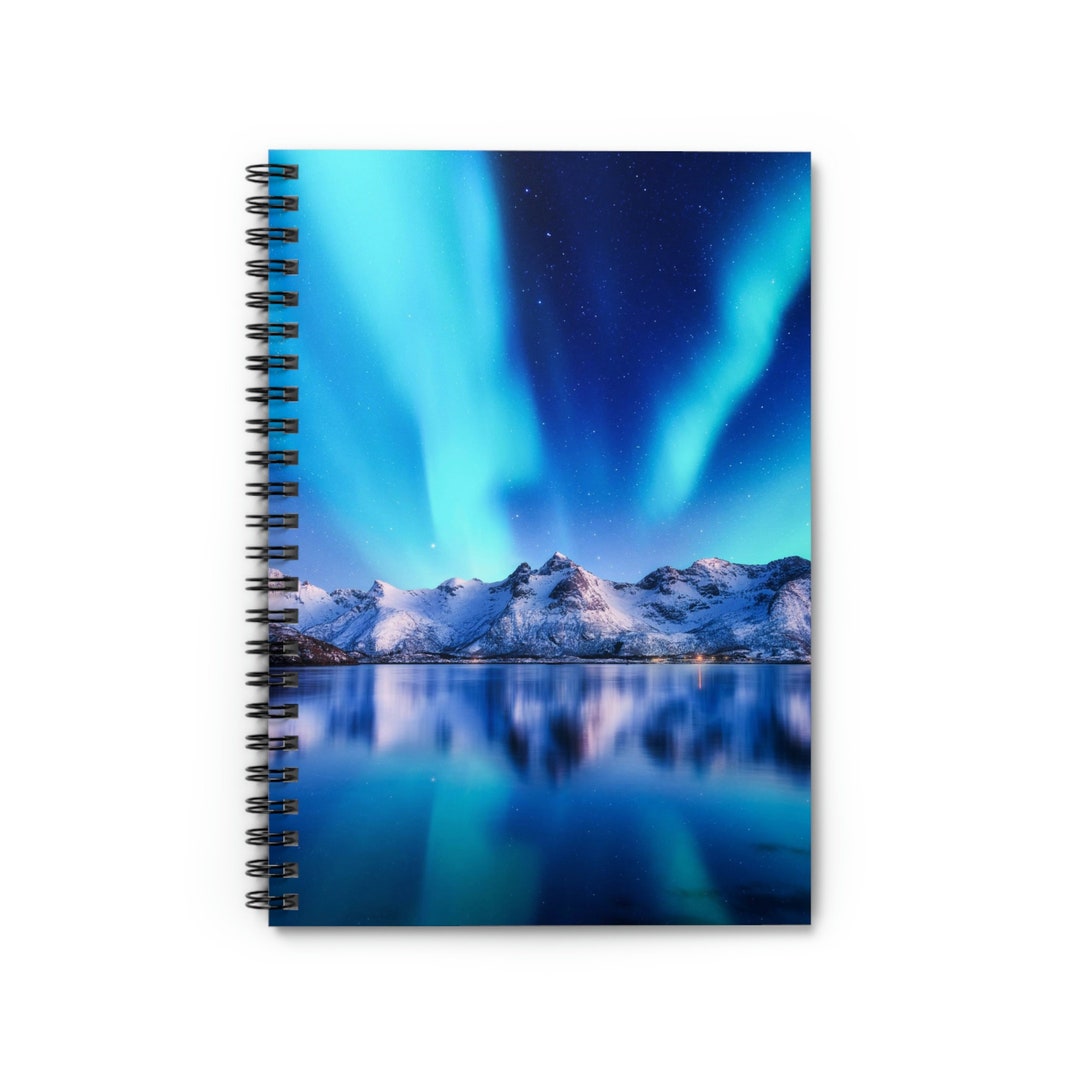 Aurora Borealis Notebook, Nature Notebook, Norway Northern Lights Gift ...