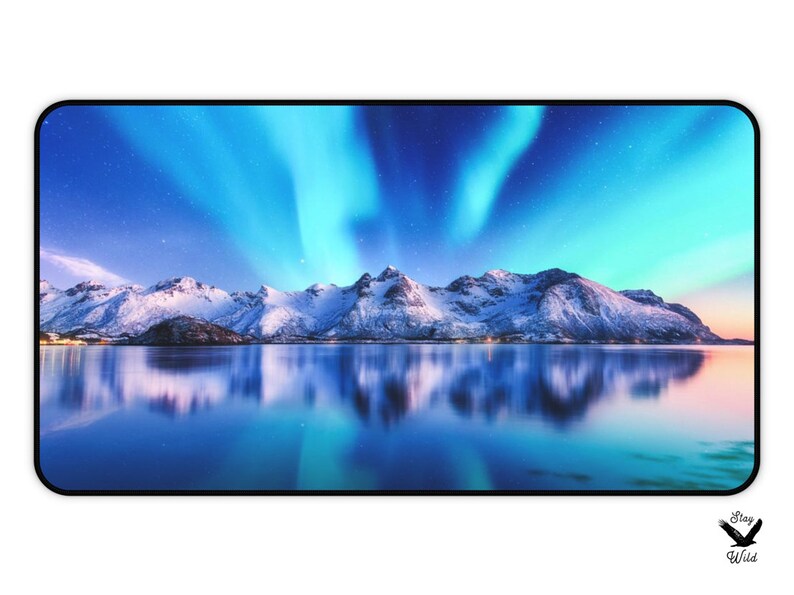 Aurora Extra Large Desk Mat Snowy Mountain Deskpad Northern - Etsy
