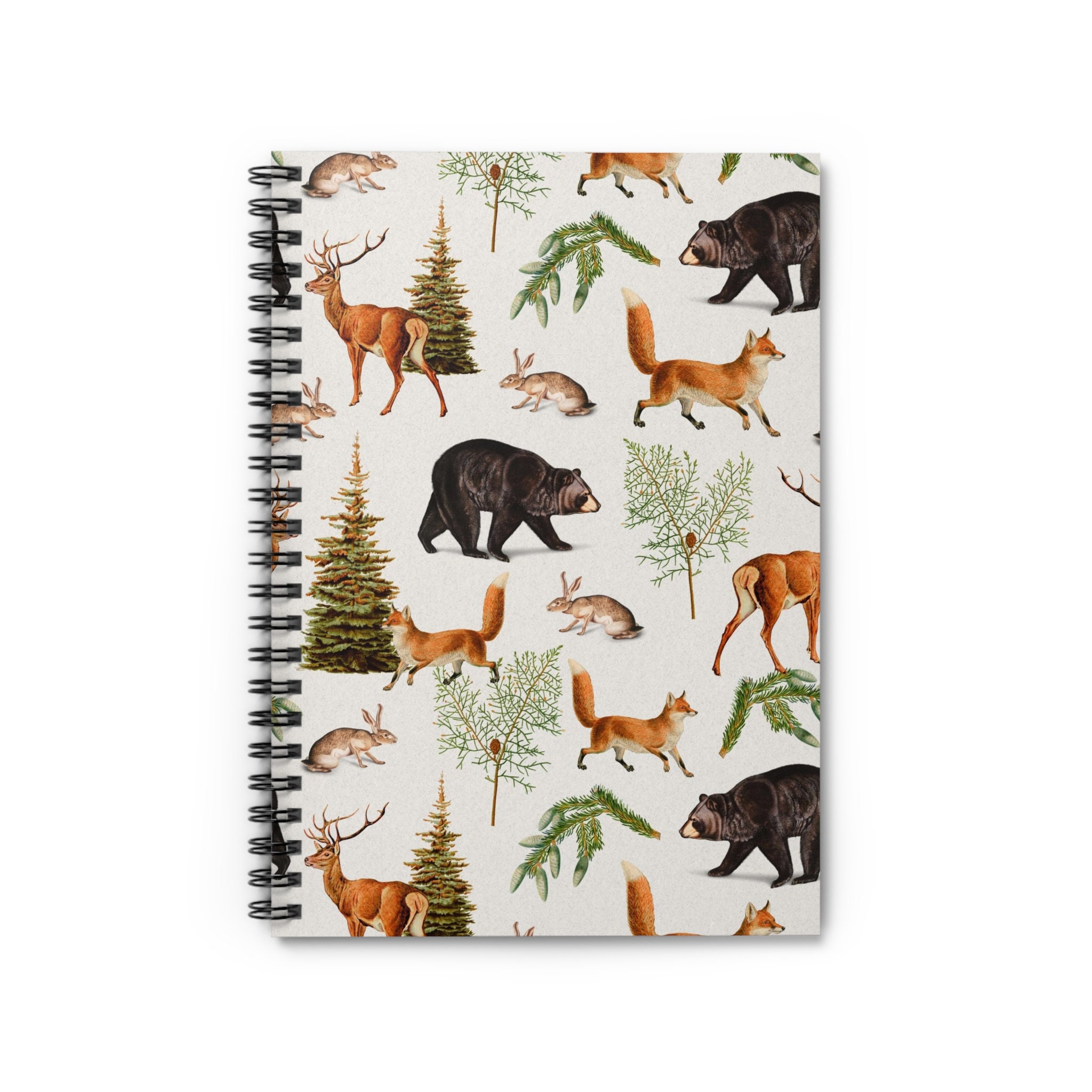 Woodland Animals Spiral Notebook Bear Notebook Fox Journal - Etsy