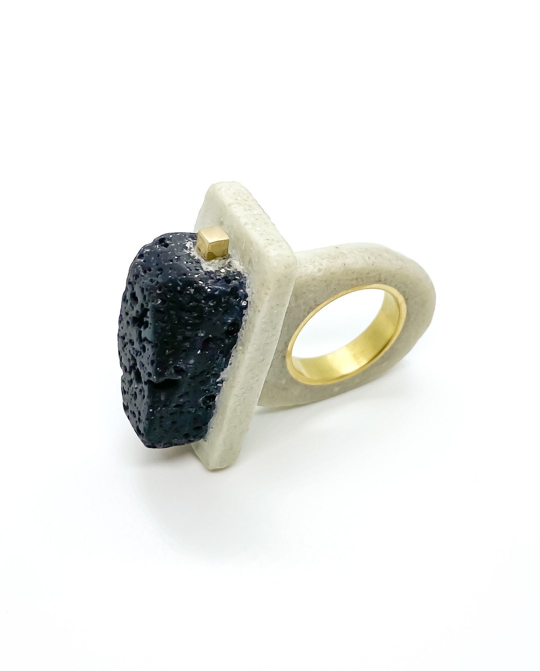 SALE! Large Statement Lava Stone Ring/modernist - Etsy
