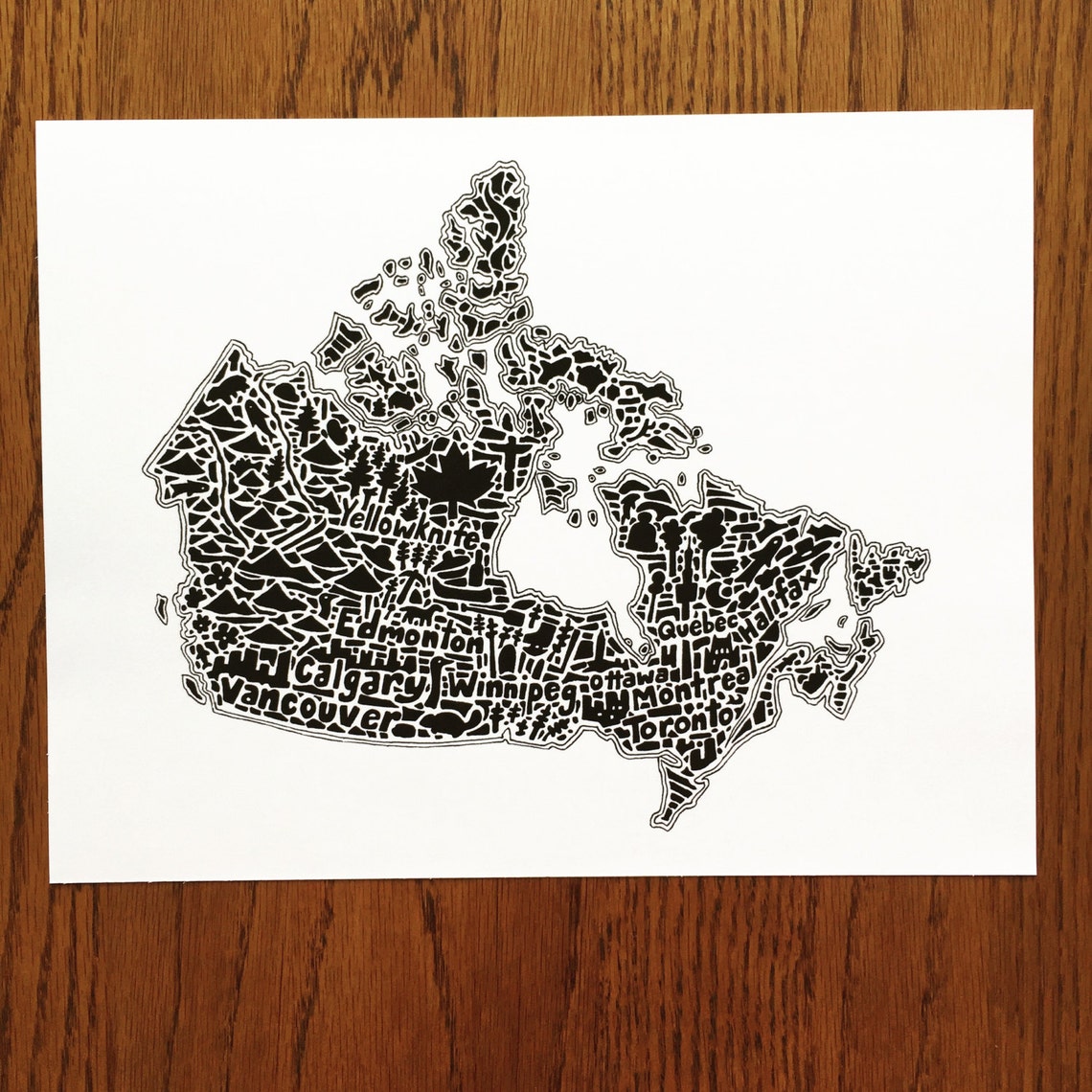 Canada Map Art Print Signed 8.5 X 11 Print of - Etsy