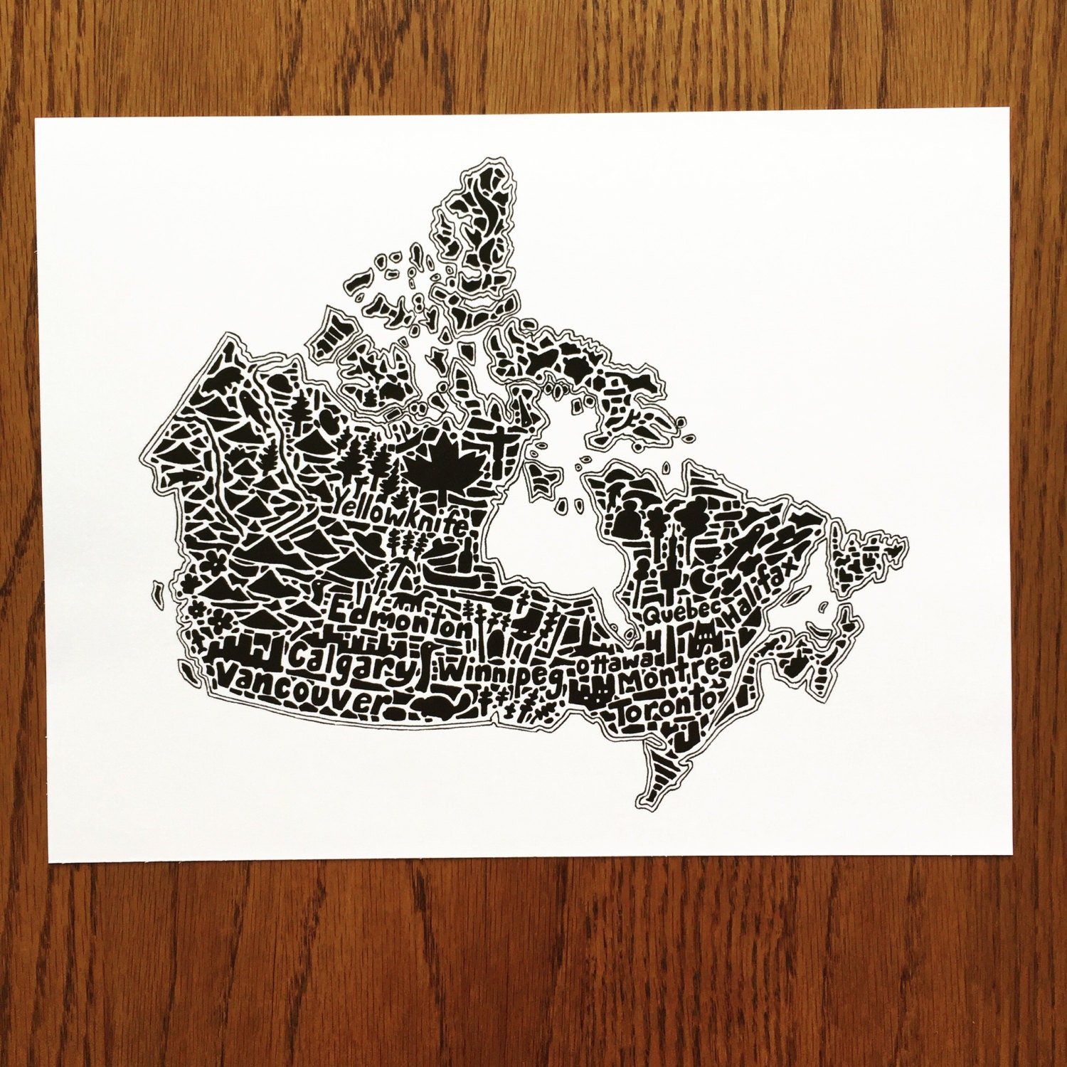 Canada Map Art Print Signed 8.5 X 11 Print of - Etsy