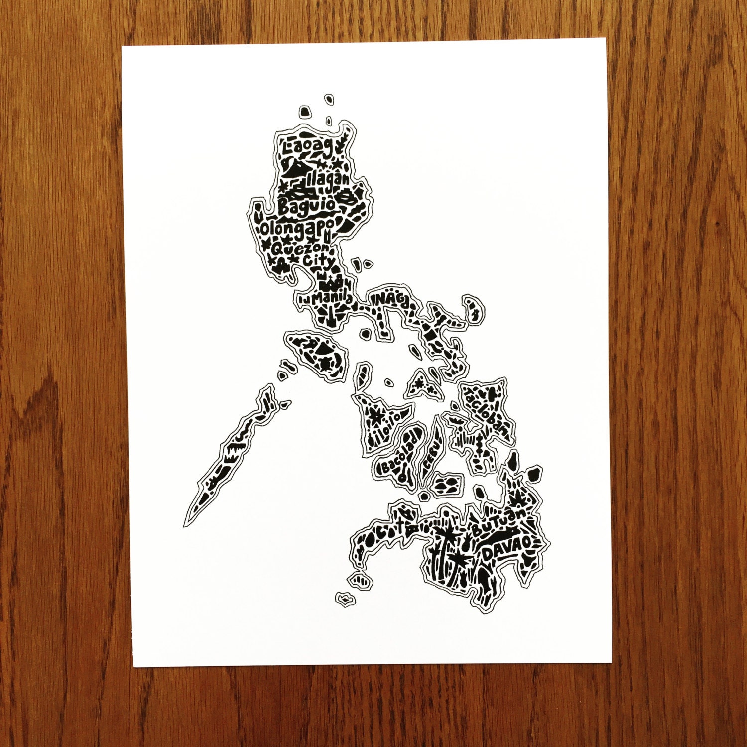 Philippines Map Art Print Signed 8.5 X 11 Print | Etsy