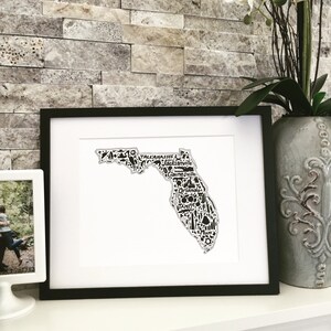 Florida Map Art Print - Signed 8.5" X 11" Print of Original Hand Drawn ...