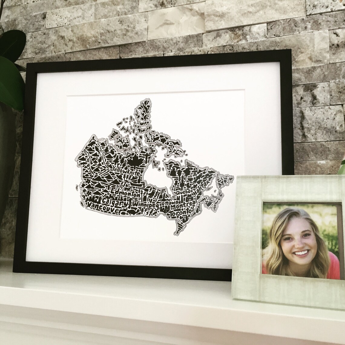Canada Map Art Print Signed 8.5 X 11 Print of - Etsy