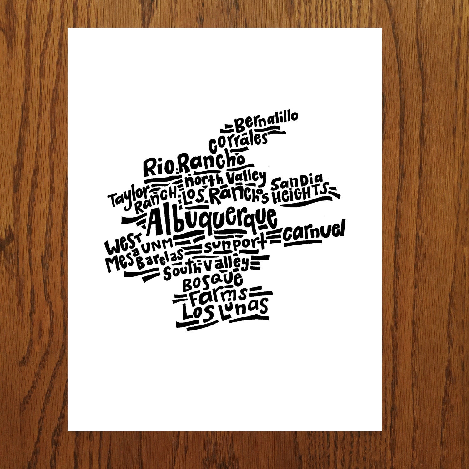 Albuquerque Metro Map Art Print - Signed 8.5" X 11" Print of Original ...