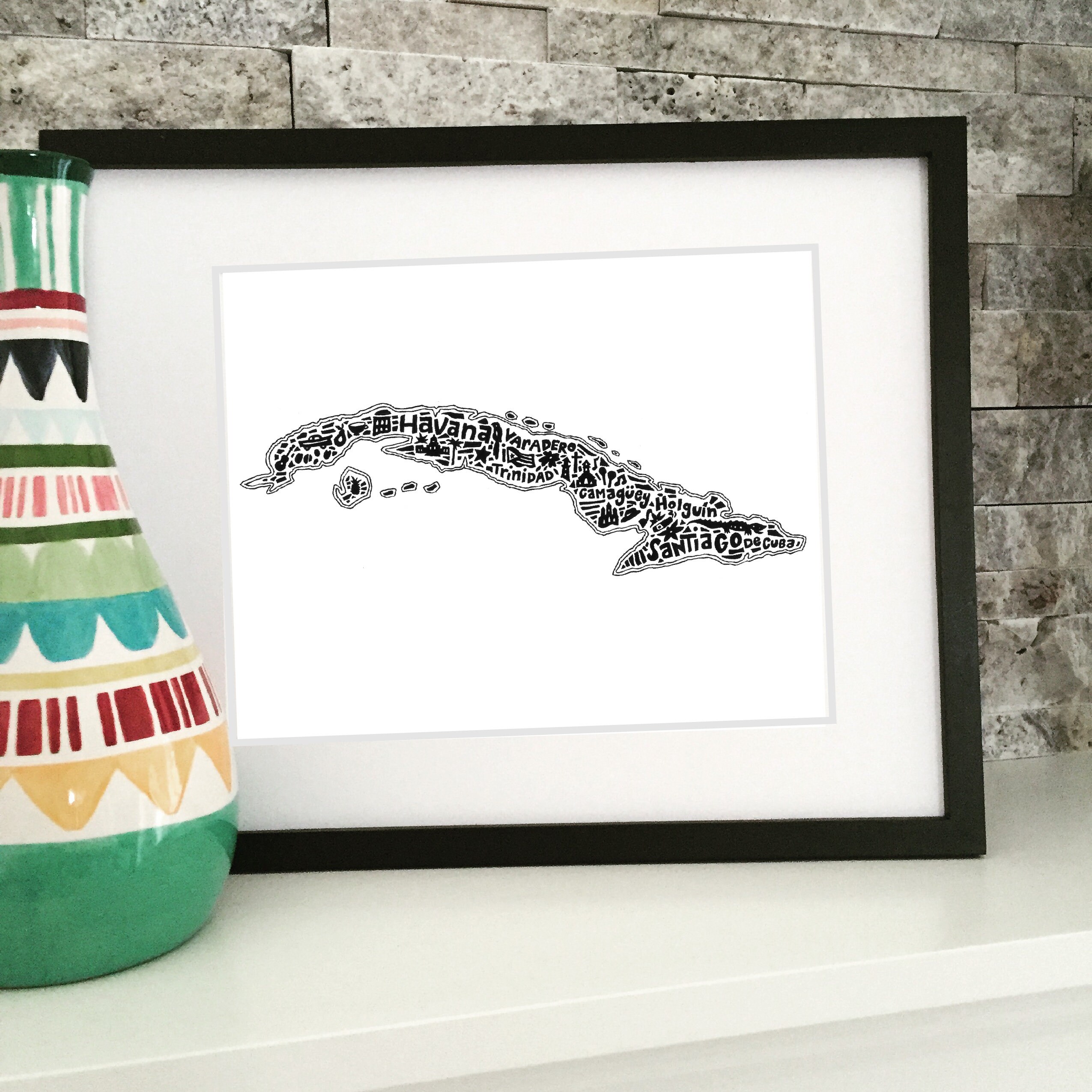 Cuba Map Art Print - Signed 8.5" X 11" Print of Original Hand Drawn Map ...