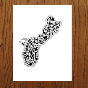 Guam Map Art Print - Signed 8.5" X 11" Print of Original Hand Drawn Map ...