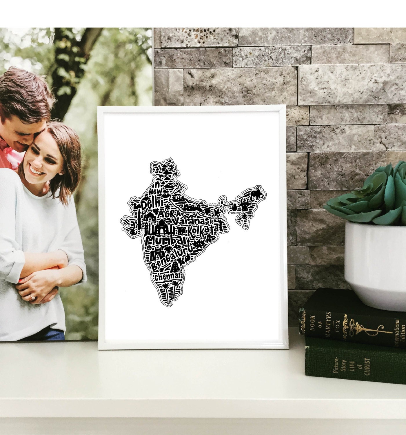India Map Art Print Signed 8.5 x 11 print of | Etsy