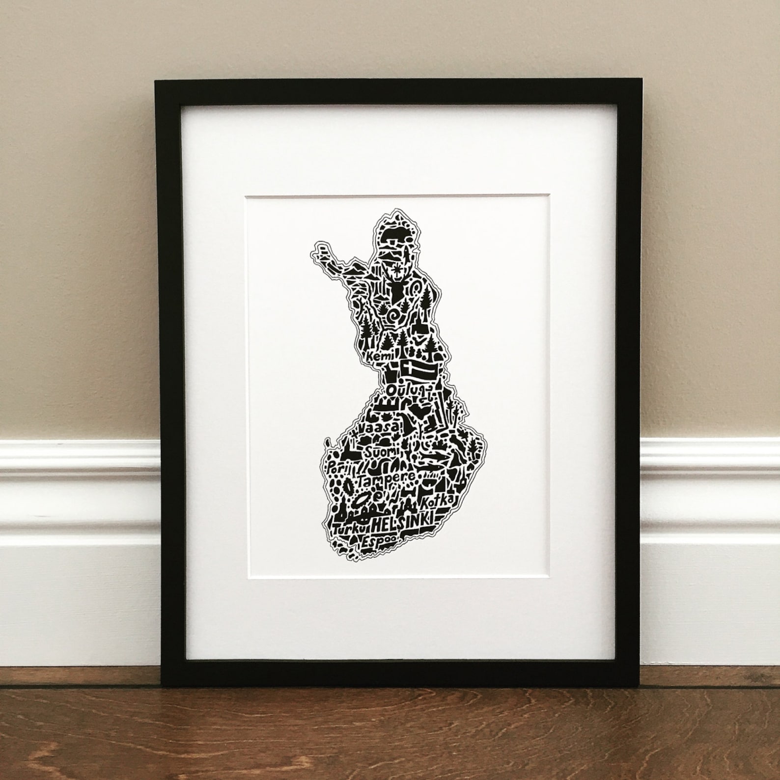 Finland Map Art Print - Signed 8.5" X 11" Print of Original Hand Drawn ...
