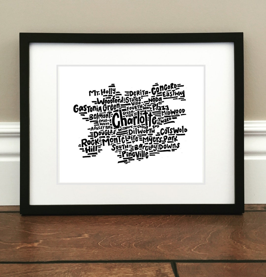 Charlotte Metro Map Art Print - Signed 8.5" X 11" Print of Original ...