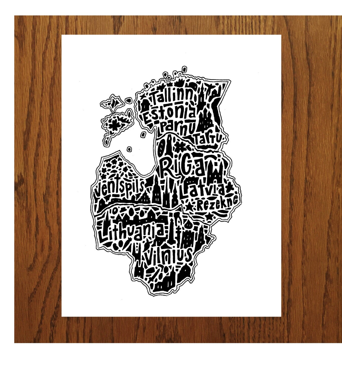 Baltic States Map Art Print Signed 8.5 X 11 | Etsy