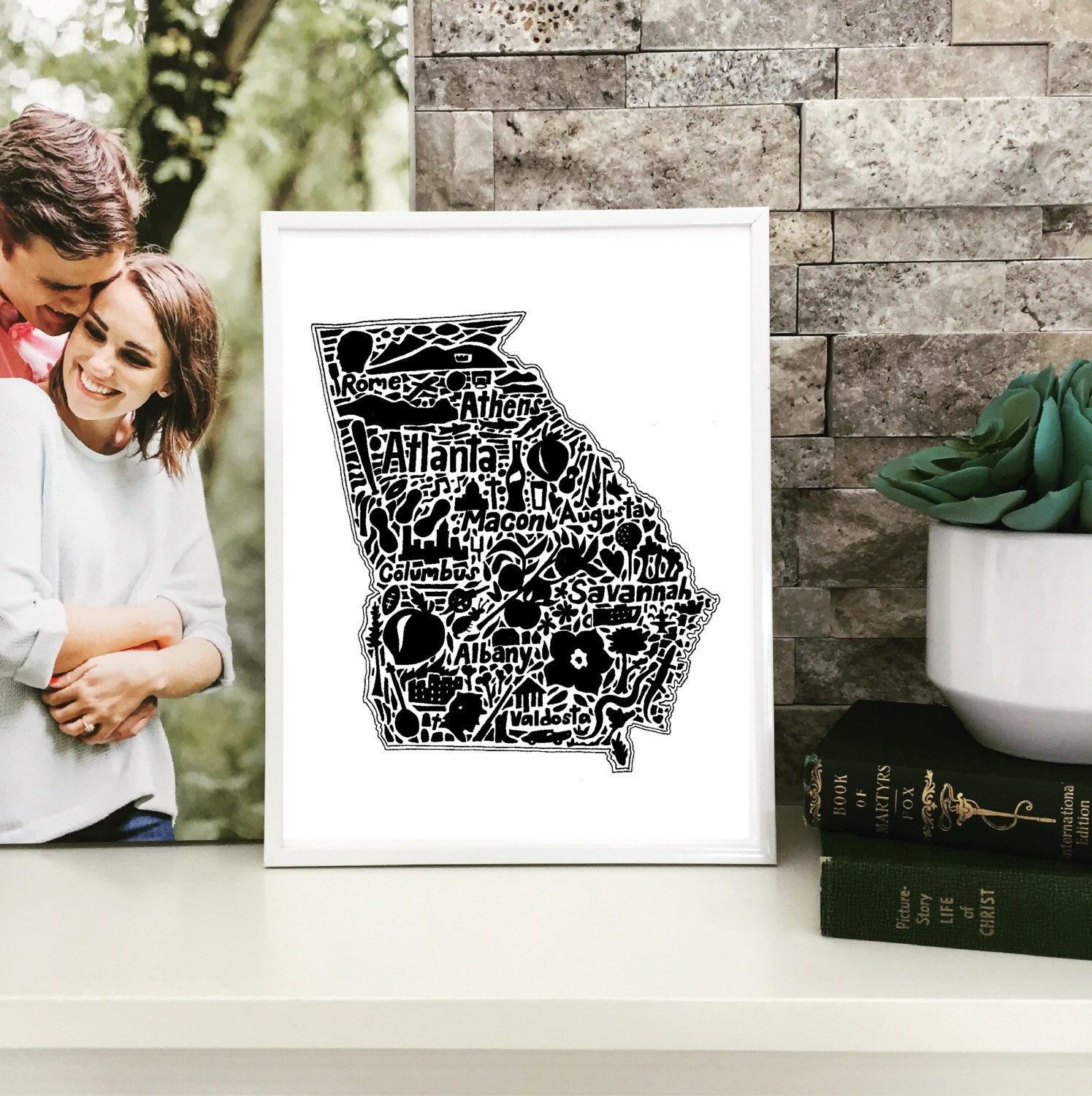 Georgia Map Art Print Signed 8.5 X 11 Print of | Etsy