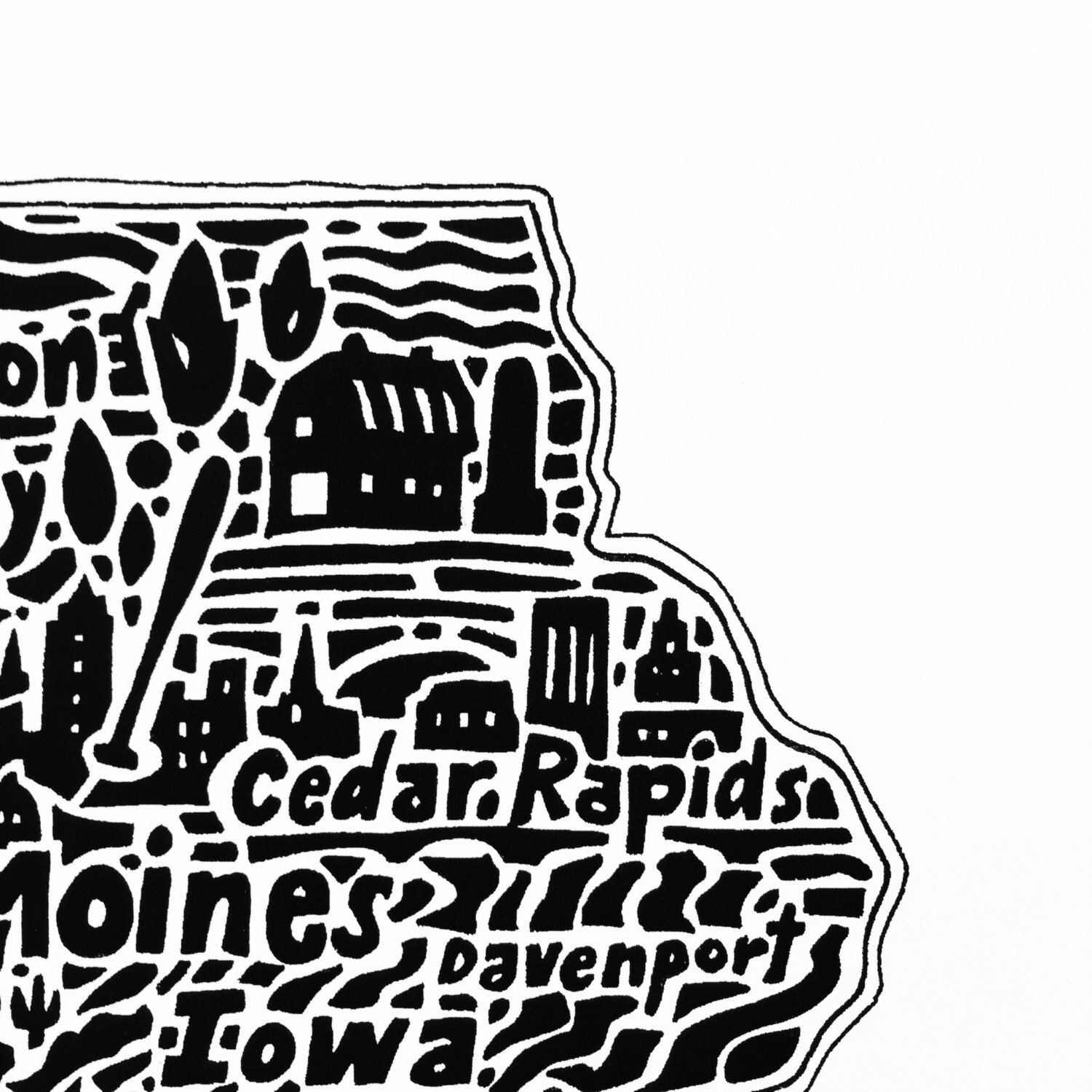 Iowa Map Art Print Signed 8.5 X 11 Print of | Etsy