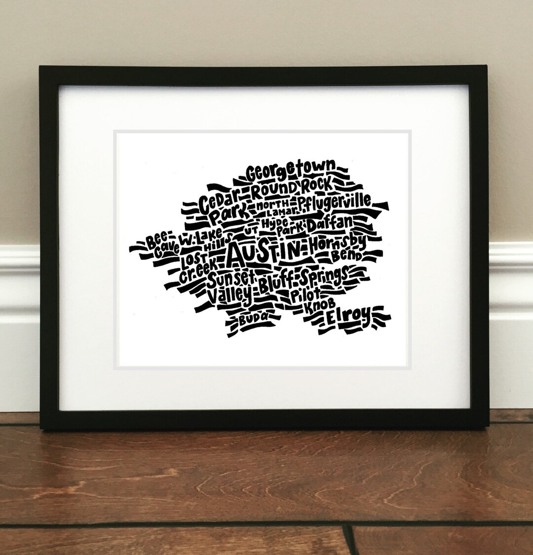 Austin Metro Map Art Print - Signed 8.5" X 11" Print of Original Hand ...