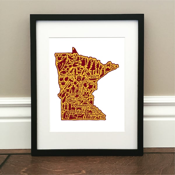 Minnesota Map Hand Drawn - Etsy